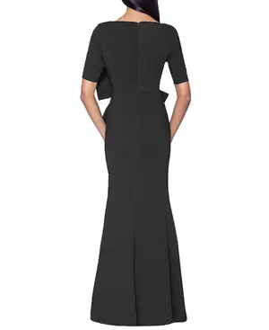 Shani V-neck Gown With Dramatic Bow And Crystal Detail