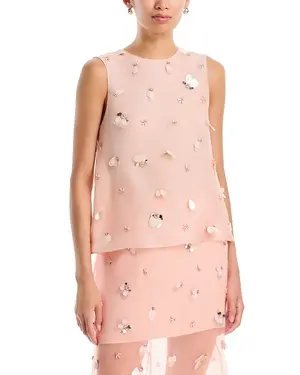 Simkhai Celia Embellished Silk Top - Bubblegum