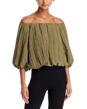 Simkhai Anni Off-the-shoulder Blouson Top - Sea Turtle