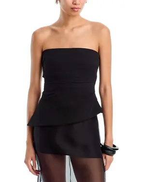 Simkhai Emerson Ruched Taffeta Bustier Top