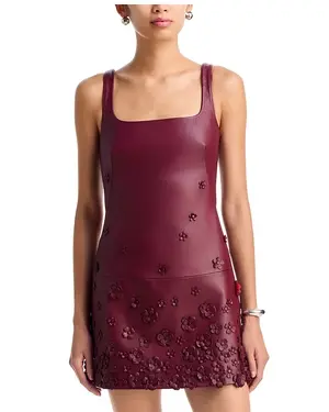 Simkhai Talen Floral Leather Mini Dress
