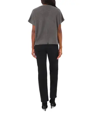 Vince Camuto V-neck Short Sleeve Boxy Top - Medium Heather Grey