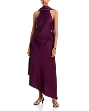 Simkhai Monica Satin Midi Dress - Fig