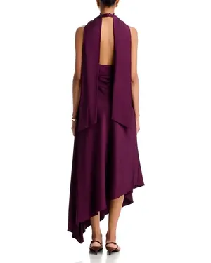 Simkhai Monica Satin Halterneck Midi Dress