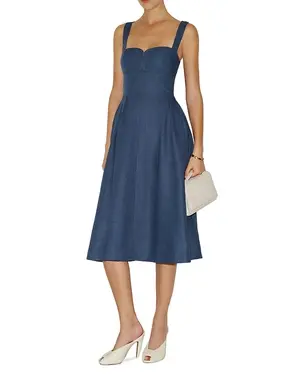 REFORMATION Roma Sleeveless Linen Dress - Muted Navy