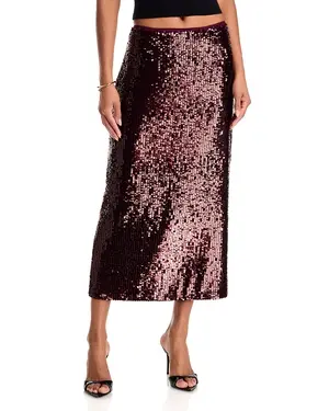 Simkhai Nikki Sequin Midi Skirt - Fig