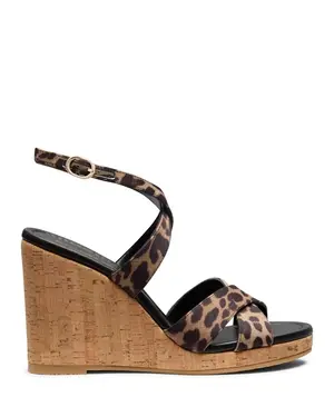 STUART WEITZMAN Alyssa Leopard Print Wedge Sandals