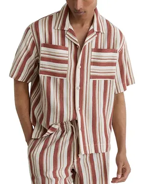 REISS Celeste Relaxed Short Sleeve Shirt - Redstone