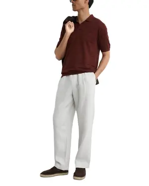 REISS Serval Open Collar Sweater Polo