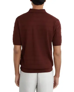 REISS Serval Open Collar Sweater Polo