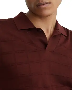 REISS Serval Open Collar Sweater Polo