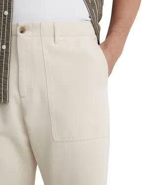 REISS Dilan Relaxed Fit Cotton Blend Wide Leg Trousers