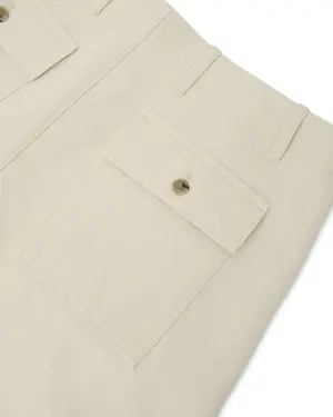REISS Dilan Relaxed Fit Cotton Blend Wide Leg Trousers