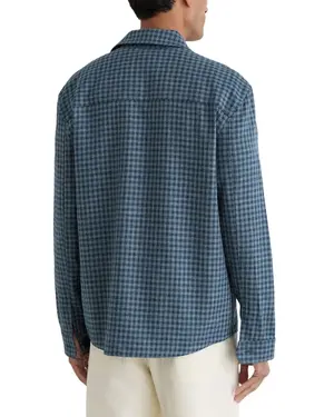 REISS Sever Cotton Blend Linen Check Overshirt