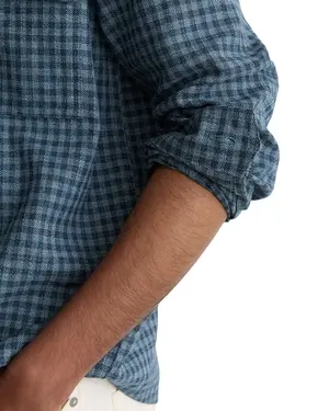 REISS Sever Cotton Blend Linen Check Overshirt