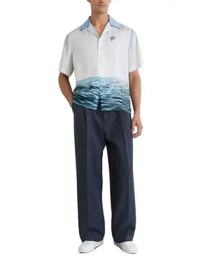REISS Dive Landscape Cuban Collar Shirt