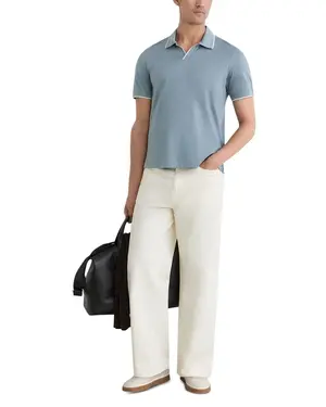 REISS Nico Airwater Cotton Polo - Dusty Blue