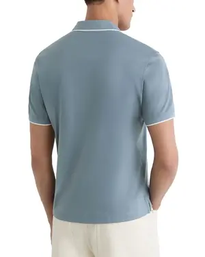 REISS Nico Airwater Cotton Polo - Dusty Blue