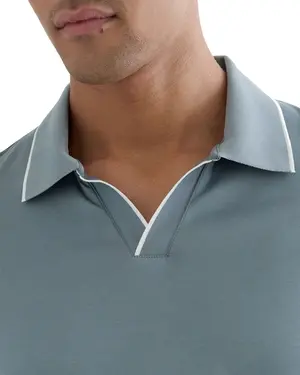 REISS Nico Airwater Cotton Polo - Dusty Blue