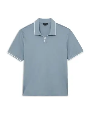 REISS Nico Airwater Cotton Polo - Dusty Blue