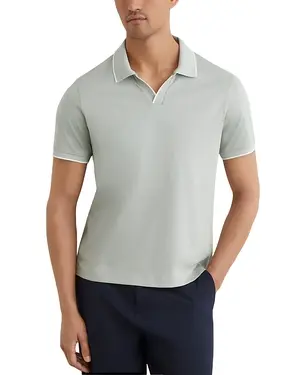 REISS Nico Airwater Cotton Polo - Light Sage