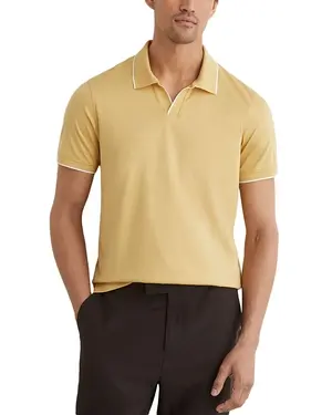 REISS Nico Airwater Cotton Polo - Yellow