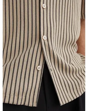 REISS Griff Textured Stripe Short Sleeve Shirt