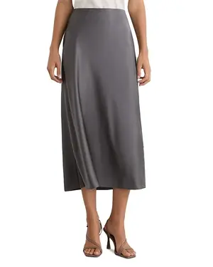 REISS Sofia Silk Midi Skirt