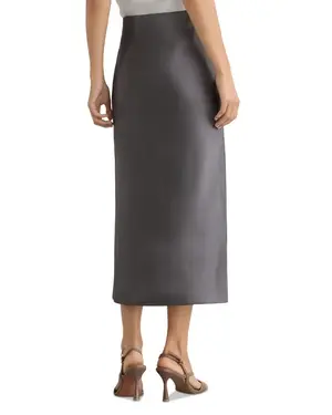 REISS Sofia Silk Midi Skirt
