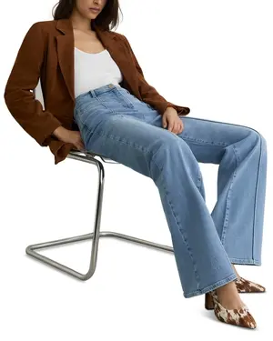 REISS Claude Pintuck High Rise Flare Leg Jeans