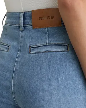 REISS Claude Pintuck High Rise Flare Leg Jeans