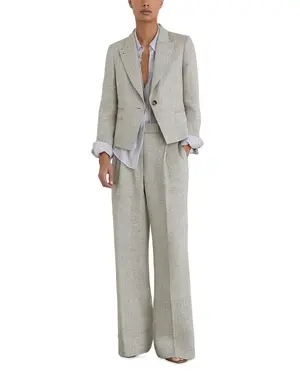 REISS Petite Ezra Herringbone Cropped Blazer