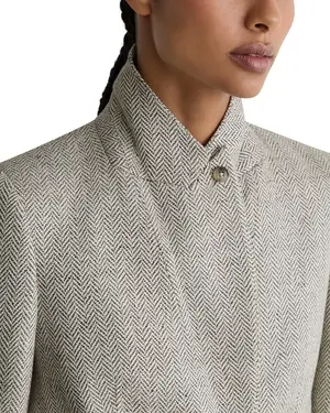 REISS Petite Ezra Herringbone Cropped Blazer