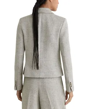 REISS Petite Ezra Herringbone Cropped Blazer