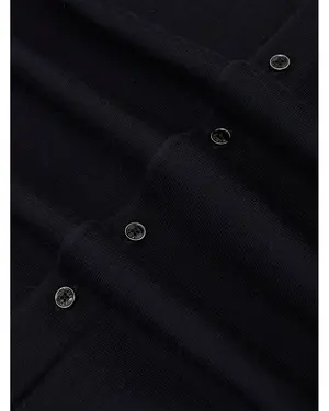REISS Drayton Merino Wool Knitted Shirt - Navy