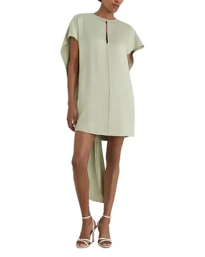 REISS Alice Satin Cape Mini Dress - Silver