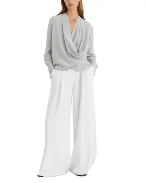 REISS Matte Silk Draped Shirt