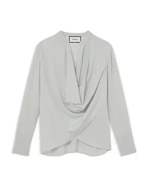 REISS Matte Silk Draped Shirt