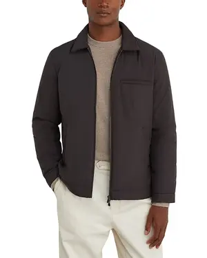 REISS Bernardi Technical Fabric Zip Through Jacket - Dark Brown