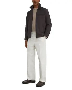 REISS Bernardi Technical Fabric Zip Through Jacket - Dark Brown