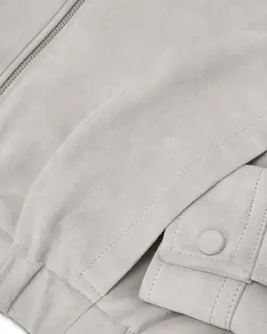 REISS Petites Lottie Suede Bomber Jacket - Light Grey