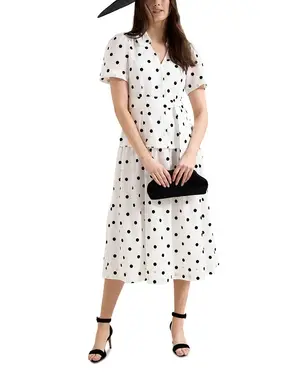PHASE EIGHT Polka Dot Collared Midi Dress