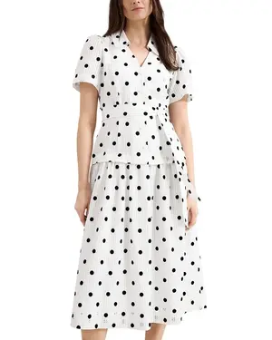 PHASE EIGHT Polka Dot Collared Midi Dress