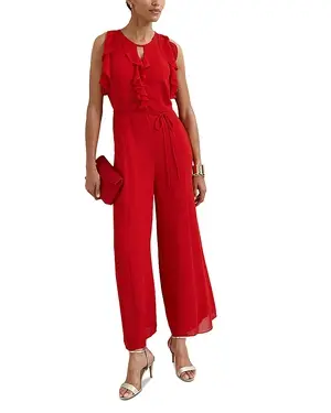 PHASE EIGHT Rachel Ruffle Trim Sleeveless Jumpsuit - Red
