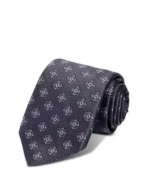 Canali Silk Classic Medallion Tie - Grey
