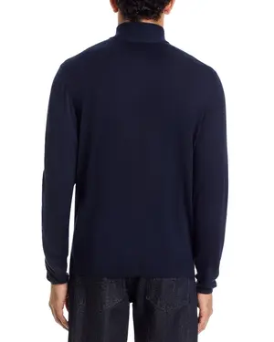 Canali Merino Wool Knit Quarter Zip Sweater - Navy