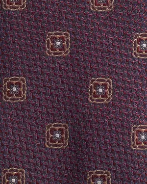 Canali Silk Classic Textured Medallion Tie - Burgundy