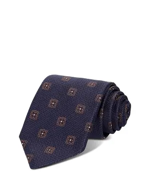 Canali Silk Classic Textured Medallion Tie - Navy