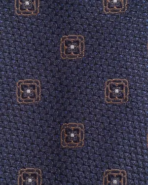 Canali Silk Classic Textured Medallion Tie - Navy