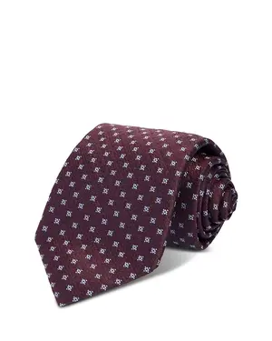 Canali Silk Classic Star Tie - Burgundy